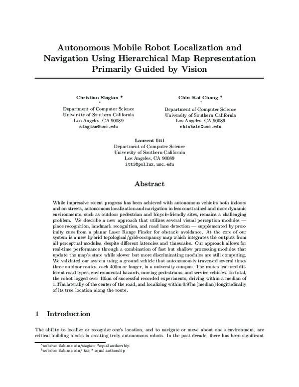 Pdf Autonomous Mobile Robot Localization And Navigation Using A