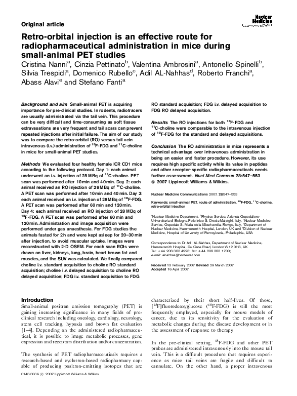 (PDF) Retro-orbital injection is an effective route for ...