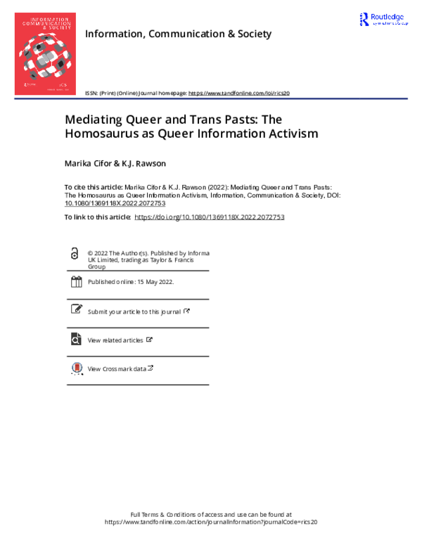 (PDF) Mediating Queer and Trans Pasts: The Homosaurus as Queer ...