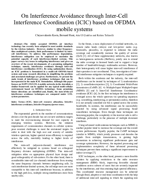 (PDF) On Interference Avoidance Through Inter-Cell Interference ...