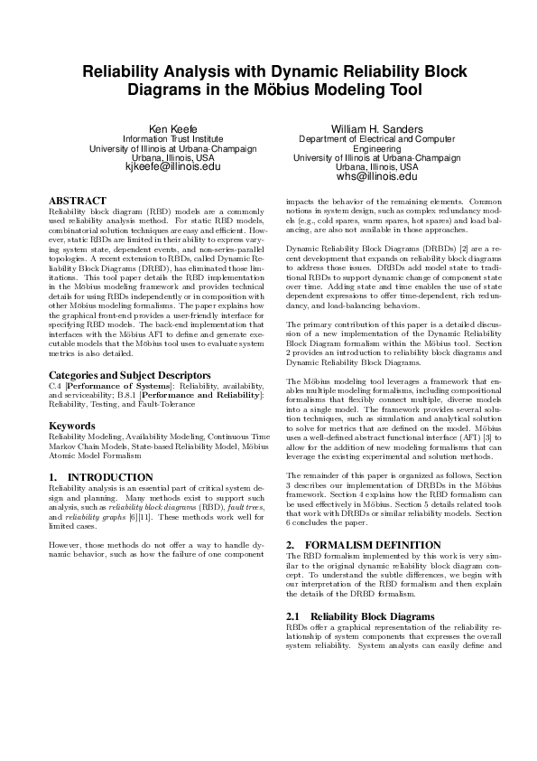 (PDF) Reliability Analysis with Dynamic Reliability Block Diagrams in ...