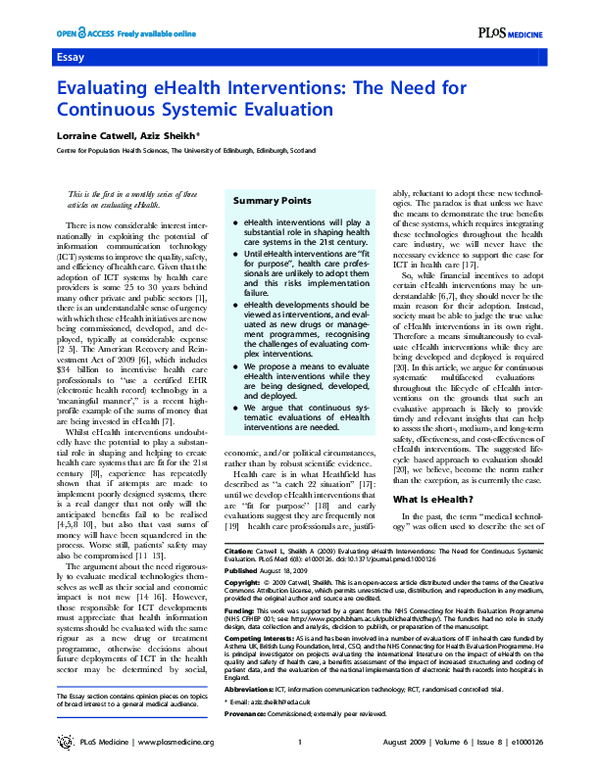 (PDF) Evaluating eHealth Interventions: The Need for Continuous ...