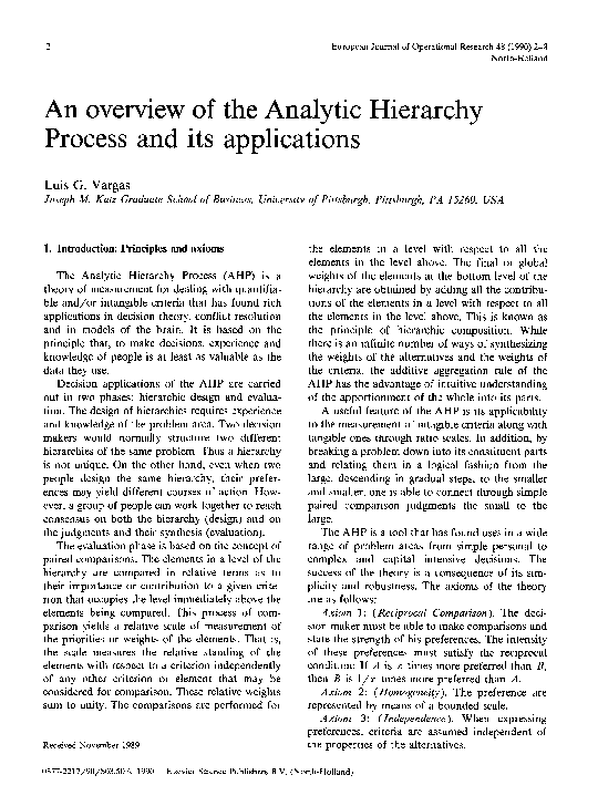 (PDF) An overview of the analytic hierarchy process and its applications