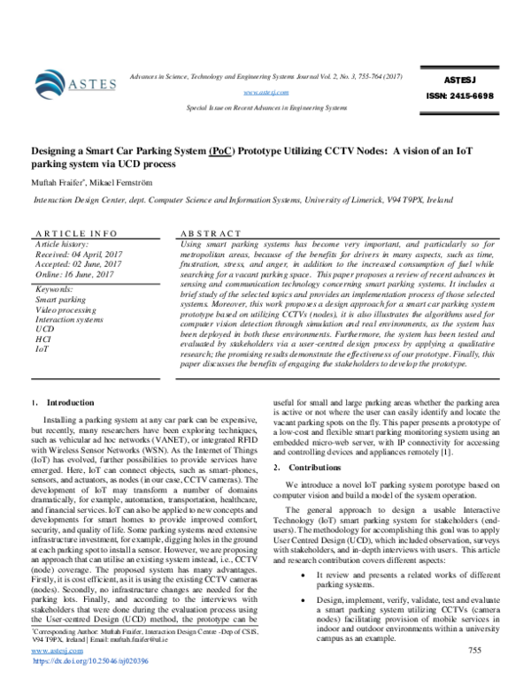 (PDF) Designing a Smart Car Parking System (PoC) Prototype Utilizing ...