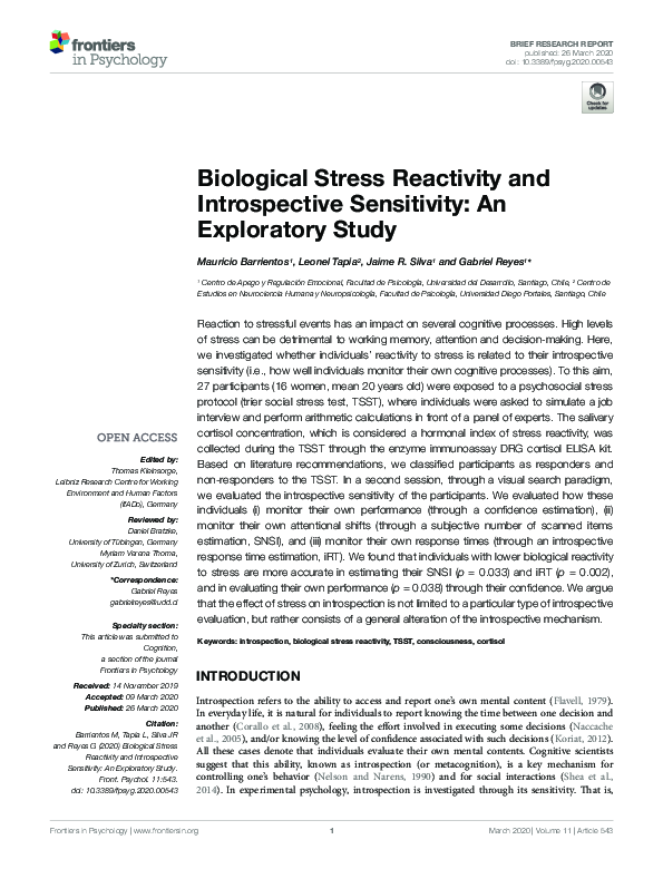 (PDF) Biological Stress Reactivity and Introspective Sensitivity: An ...