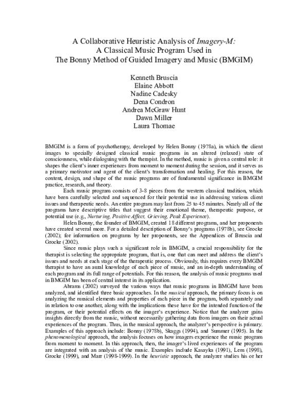 (PDF) A Collaborative Heuristic Analysis of Imagery-M: A Classical ...