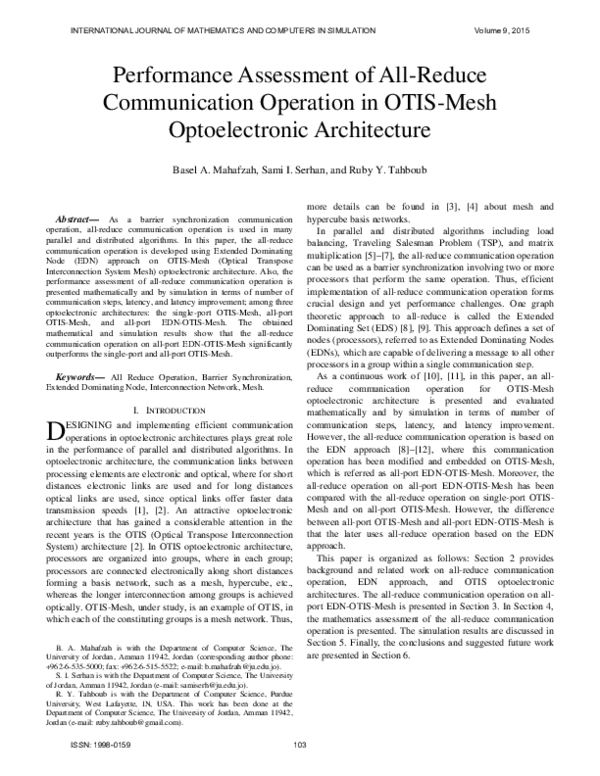 (PDF) Performance Assessment of All-Reduce Communication Operation in ...