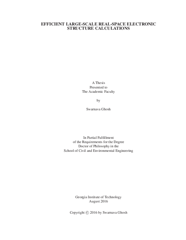 Pdf Efficient Large Scale Real Space Electronic Structure Calculations