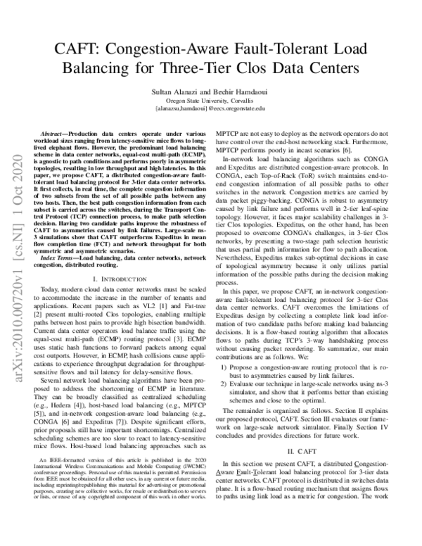 (PDF) CAFT: Congestion-Aware Fault-Tolerant Load Balancing for Three-Tier Clos Data Centers