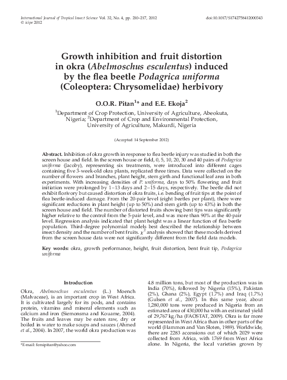 (PDF) Growth inhibition and fruit distortion in okra (Abelmoschus ...