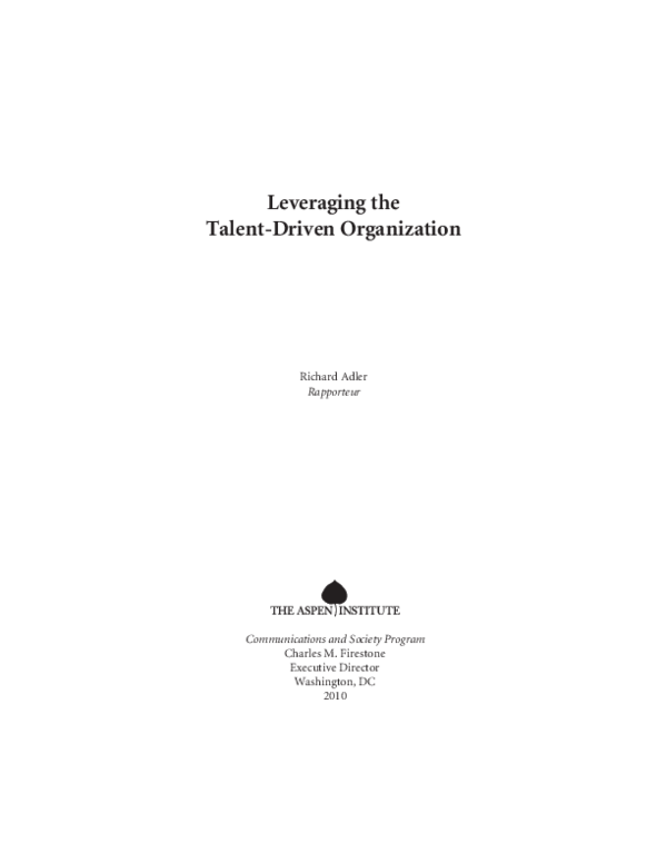 (PDF) Leveraging the Talent-driven Organization