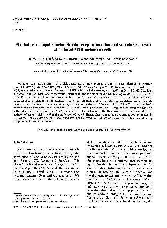 (PDF) Phorbol ester impairs melanotropin receptor function and ...