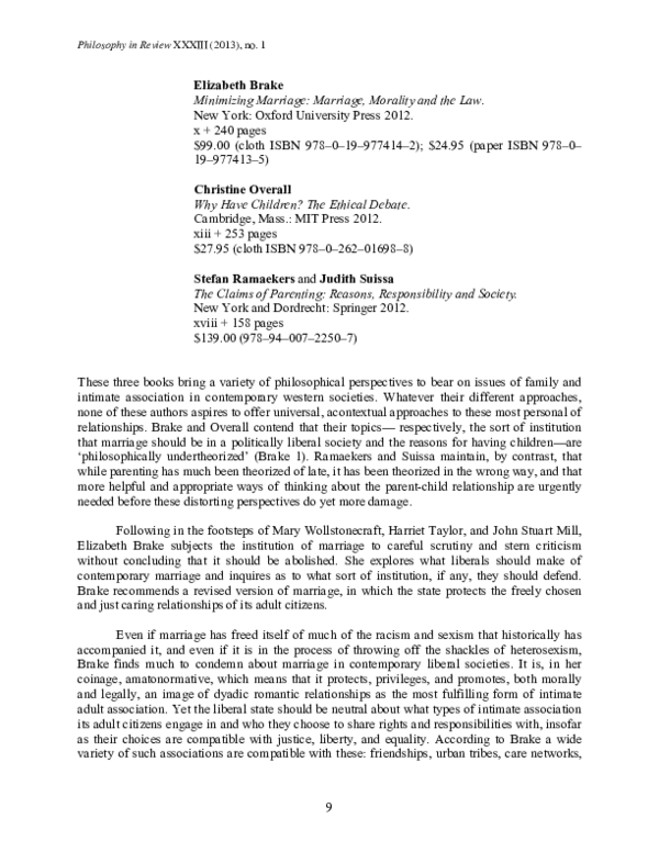 (PDF) Christine Overall: Why Have Children? The Ethical Debate