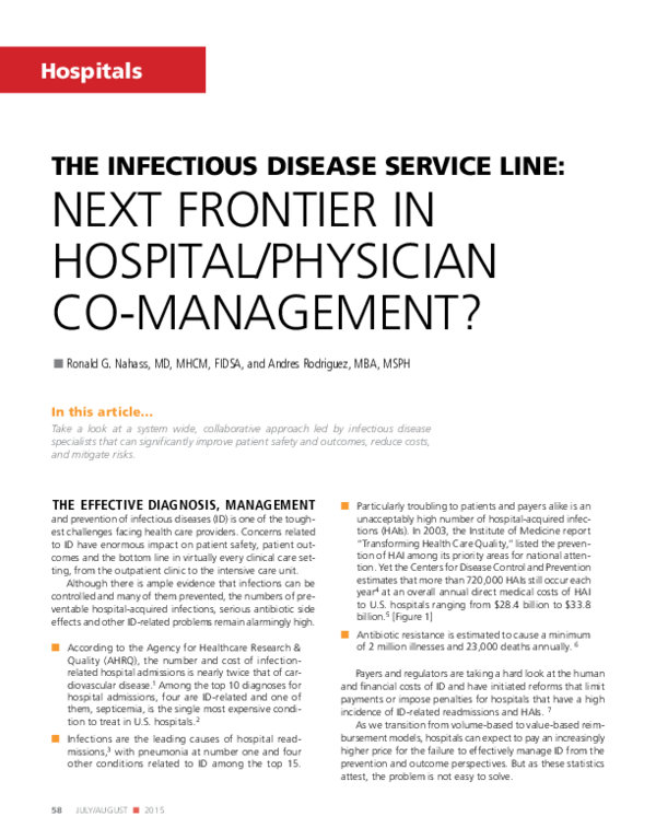 (PDF) The Infectious Disease Service Line: Next Frontier in Hospital ...