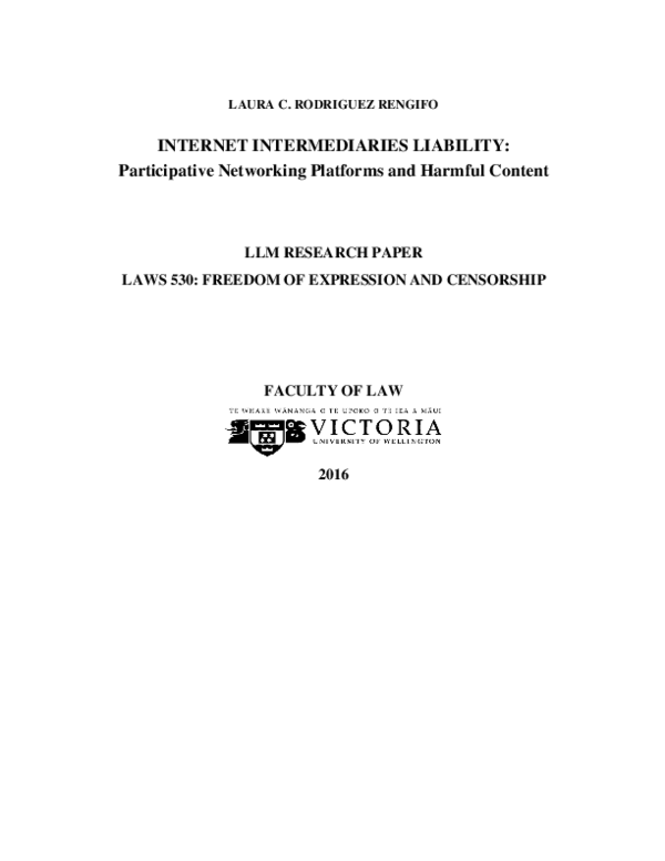 (PDF) Internet Intermediaries Liability: Participative Networking ...
