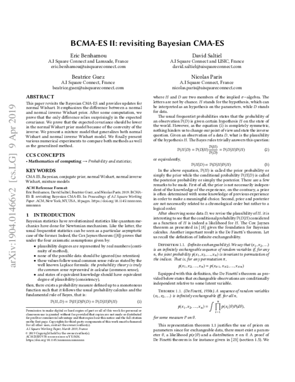 (PDF) BCMA-ES II: Revisiting Bayesian CMA-ES