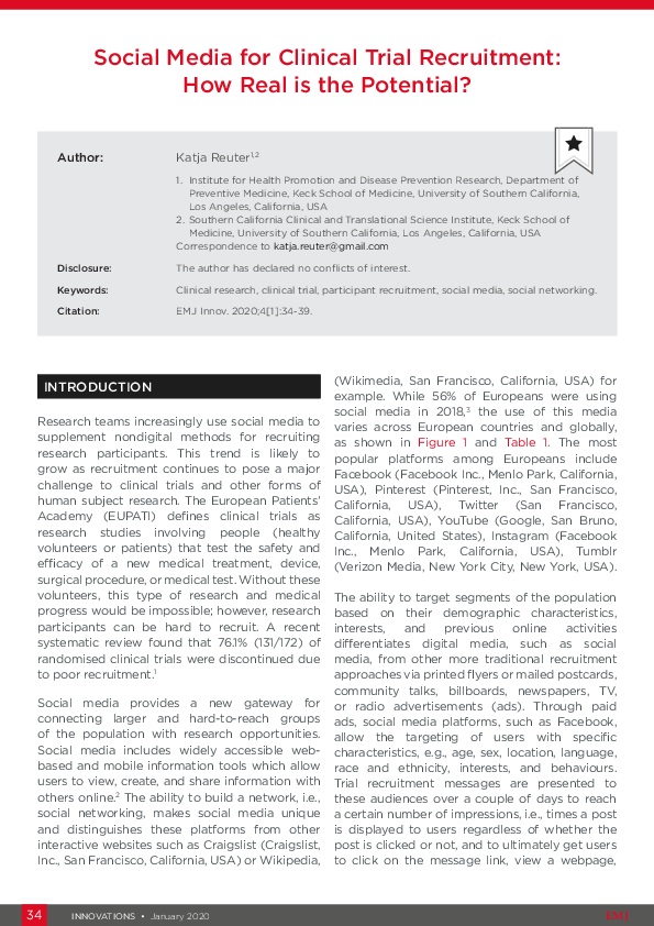 (PDF) Social Media for Clinical Trial Recruitment: How Real is the ...