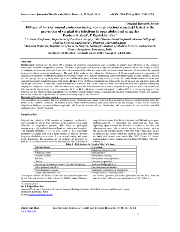 (PDF) Alexis Wound Protector Reduces Surgical Infections