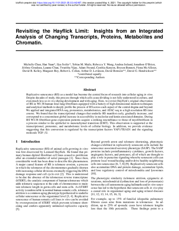 (PDF) Revisiting the Hayflick Limit: Insights from an Integrated Analysis of Changing ...