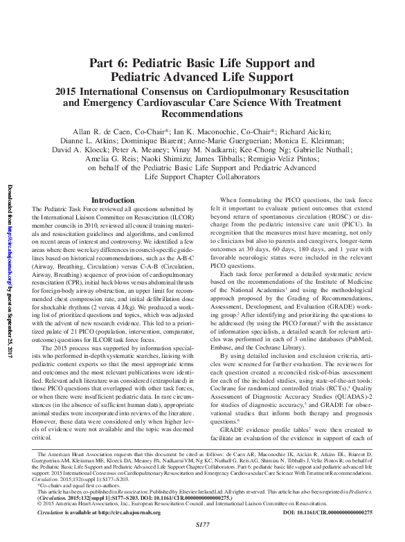 (PDF) Part 6: Pediatric basic life support and pediatric advanced life support