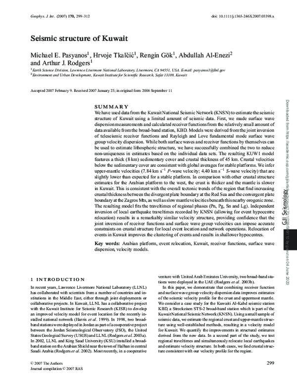 (PDF) Seismic structure of Kuwait
