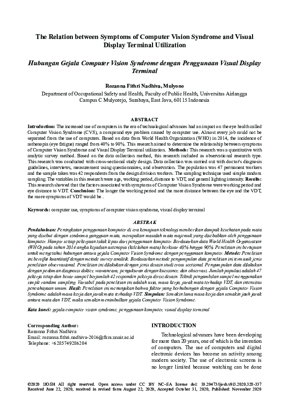 (PDF) The Relation between Symptoms of Computer Vision Syndrome and ...