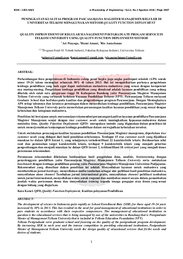 (PDF) Peningkatan Kualitas Program Pascasarjana Magister Manajemen Reguler Di Universitas Telkom ...