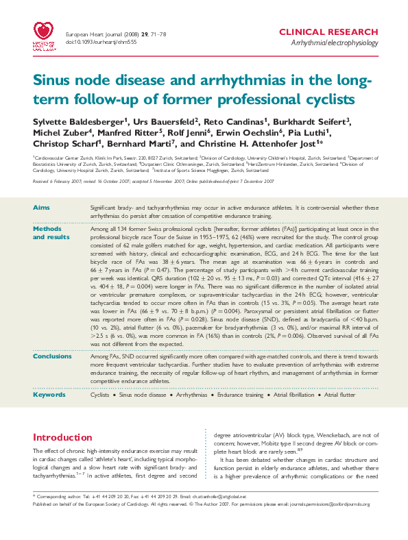 (PDF) Sinus node disease and arrhythmias in the long-term follow-up of ...