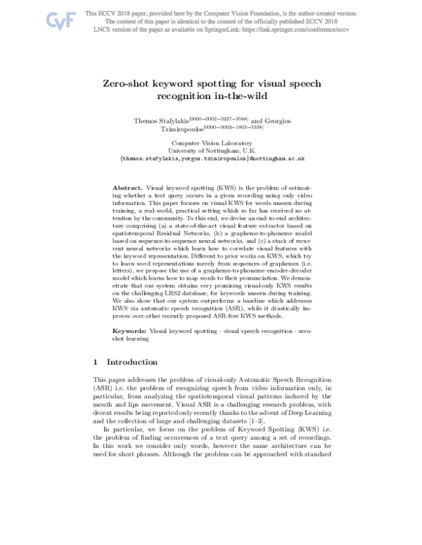 (PDF) Zero-Shot Keyword Spotting for Visual Speech Recognition In-the-wild (PDF) Zero-Shot Keyword Spotting for Visual Speech Recognition In-the-wild