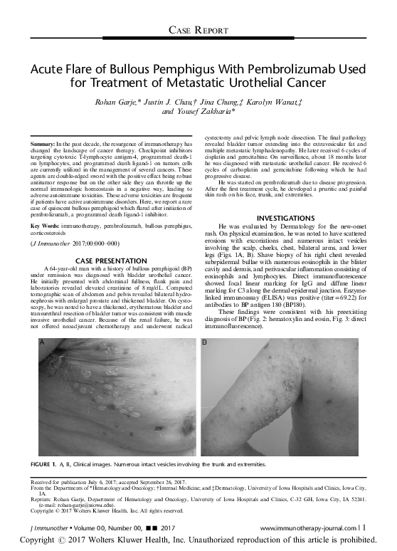 (PDF) Acute Flare of Bullous Pemphigus With Pembrolizumab Used for ...