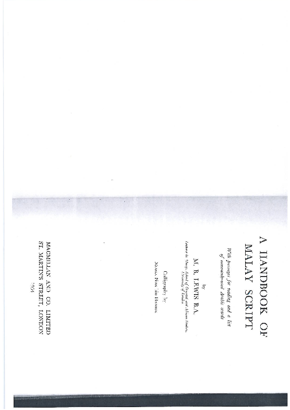 (PDF) A Handbook of Malay Script by MB Lewis