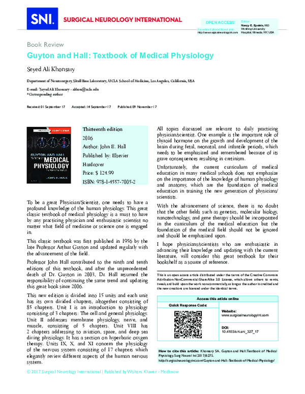 (PDF) Guyton and Hall: Textbook of Medical Physiology