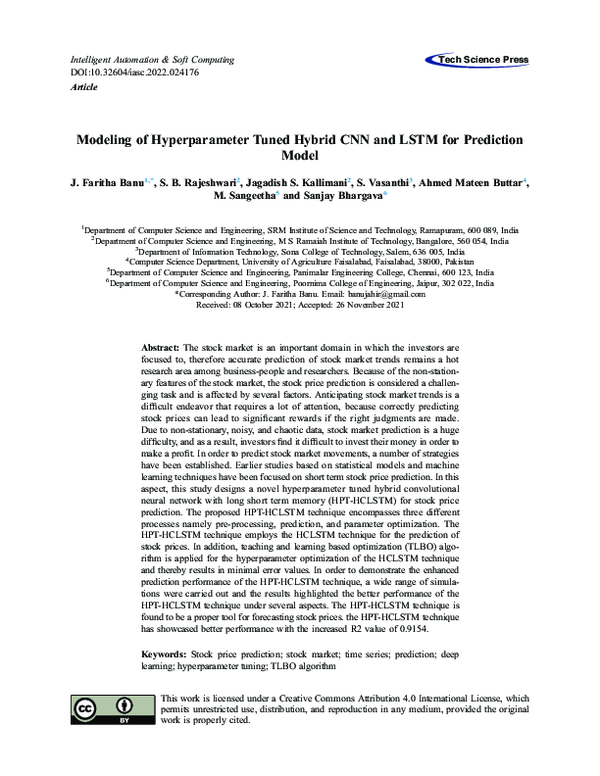 (PDF) Modeling of Hyperparameter Tuned Hybrid CNN and LSTM for Prediction Model