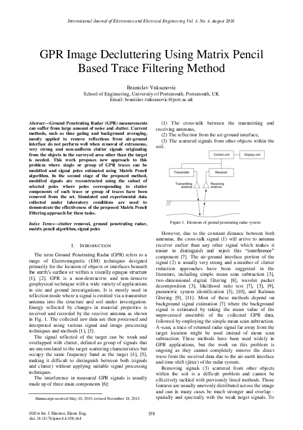 (PDF) GPR Image Decluttering Using Matrix Pencil Based Trace Filtering ...