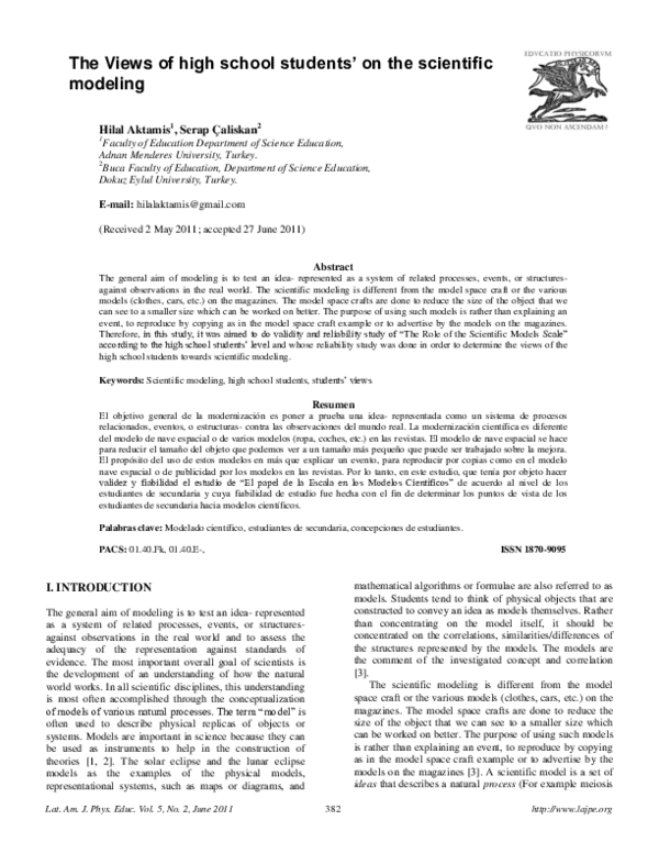 (PDF) The Views of high school students ’ on the scientific modeling
