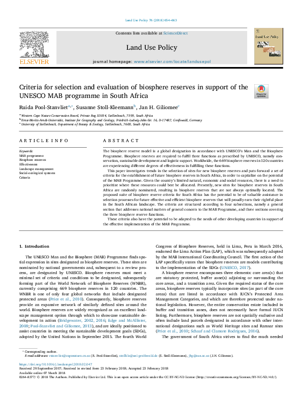 (PDF) Criteria for selection and evaluation of biosphere reserves in ...