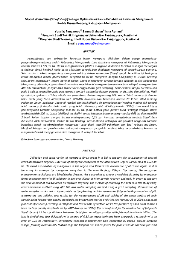 (PDF) Model Wanamina (Silvofishery) Sebagai Optimalisasi Pasca ...