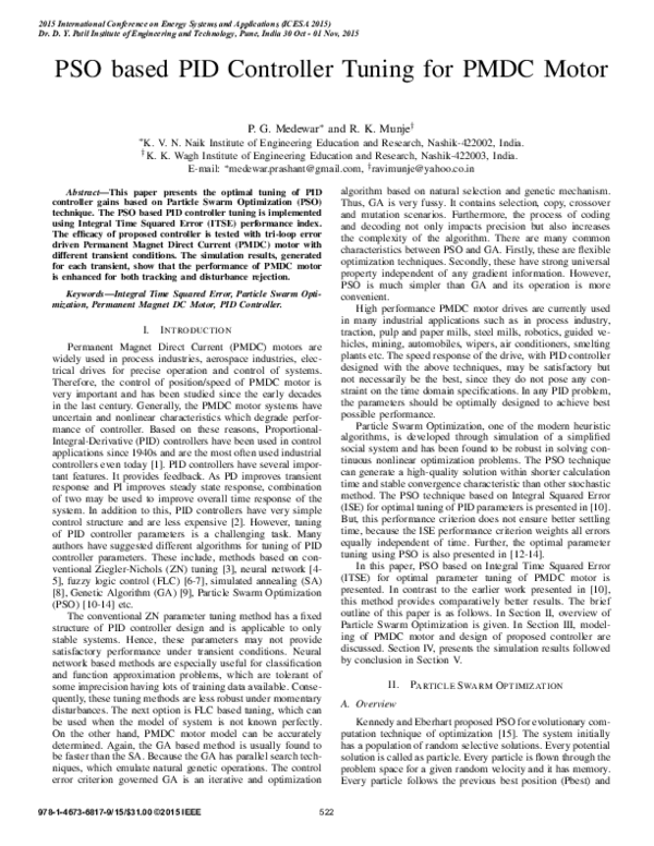 (PDF) PSO based PID controller tuning for PMDC motor