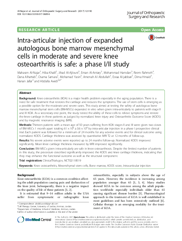 (PDF) Intra-articular injection of expanded autologous bone marrow mesenchymal cells in moderate ...