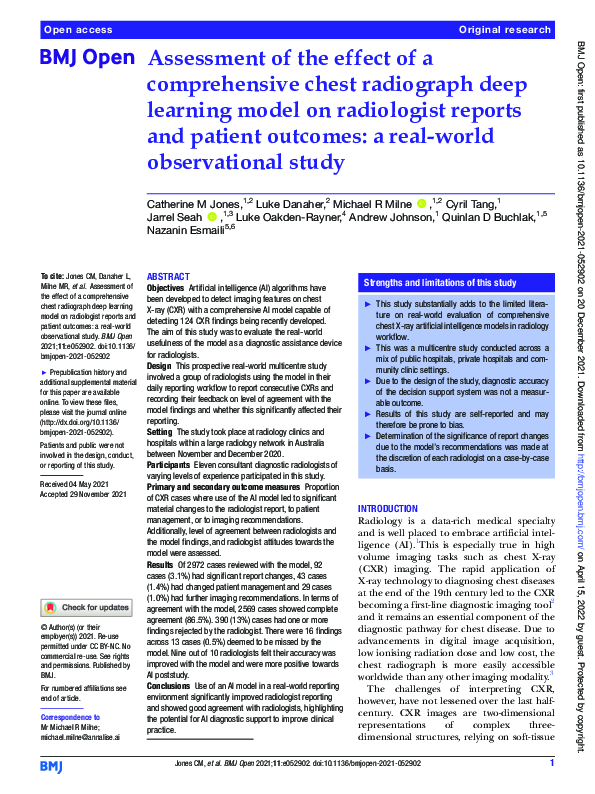 (PDF) Assessment of the effect of a comprehensive chest radiograph deep ...