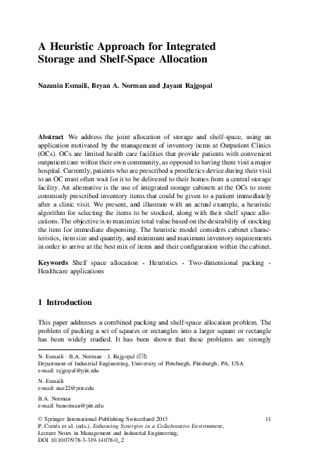 Pdf Heuristic Storage And Shelf Allocation Model
