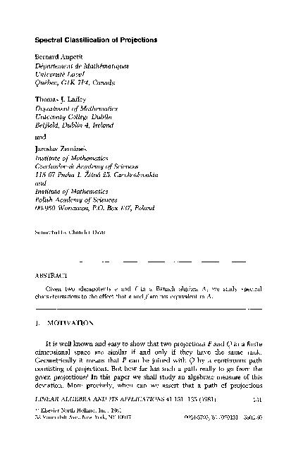 (PDF) Spectral classification of projections (PDF) Spectral classification of projections