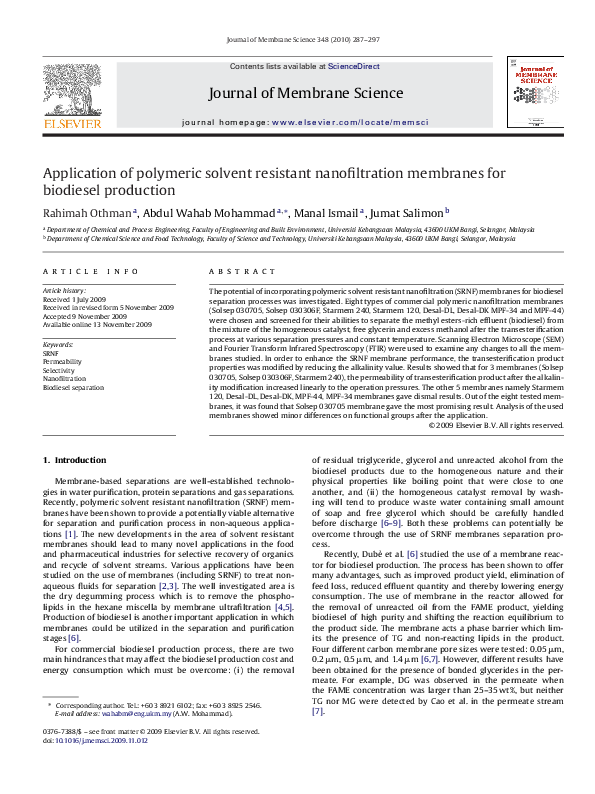 (PDF) Application of polymeric solvent resistant nanofiltration ...