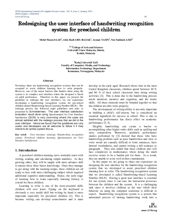 (PDF) Redesigning the user interface of handwriting recognition system ...