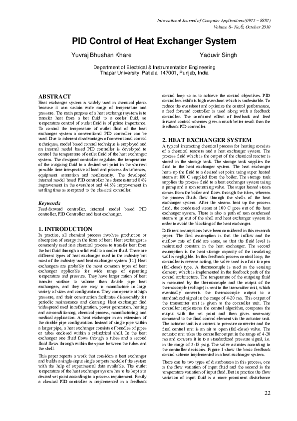 (PDF) PID Control of Heat Exchanger System