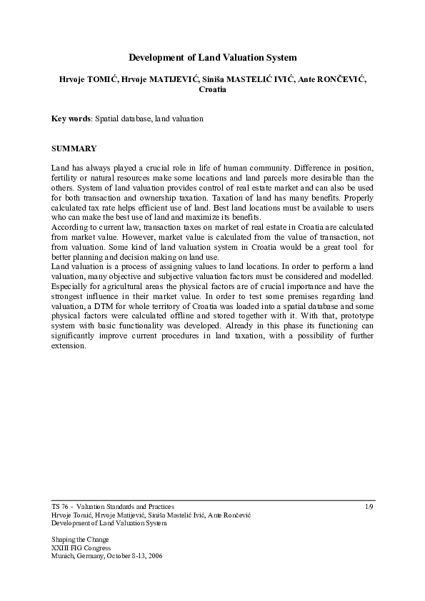 (PDF) Development of Land Valuation System