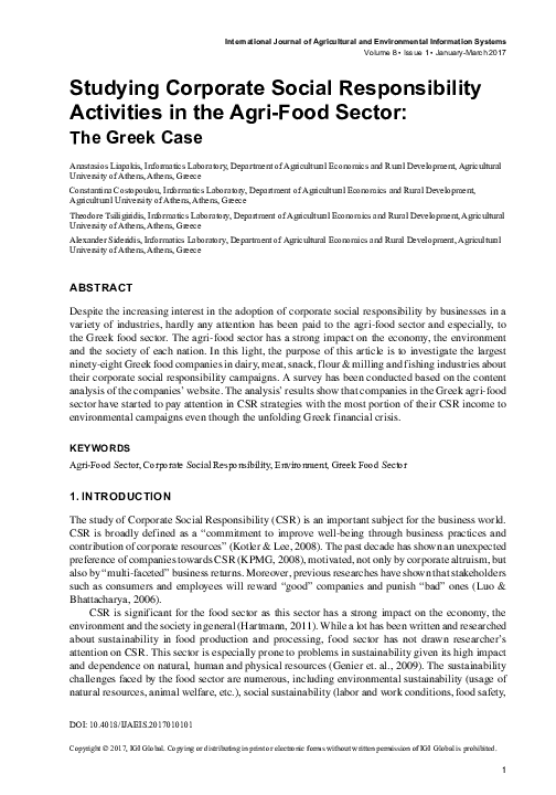 (PDF) Studying Corporate Social Responsibility Activities in the Agri ...