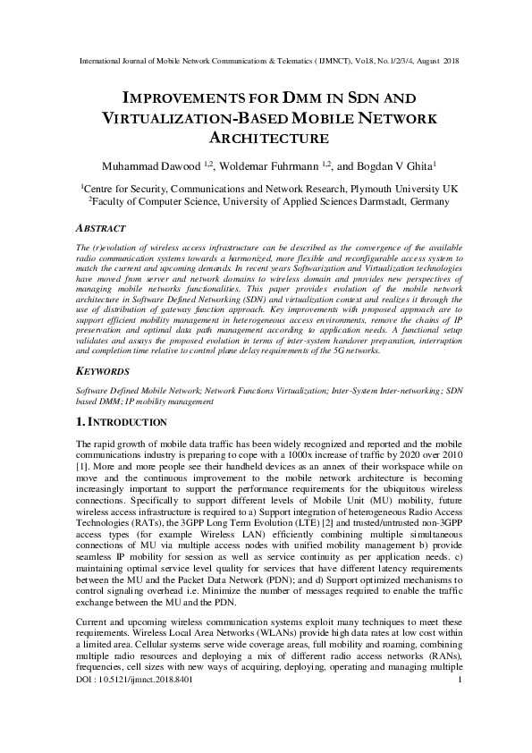 (PDF) Virtualized Mobile Network Architecture Evolution