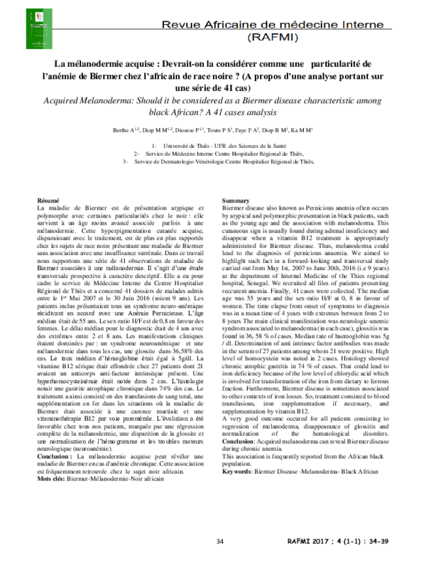 (PDF) La mélanodermie acquise : Devrait-on la considérer comme une ...