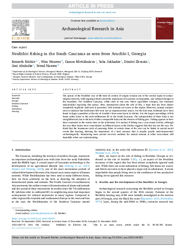 (PDF) Neolithic fishing in the South Caucasus as seen from Aruchlo I ...